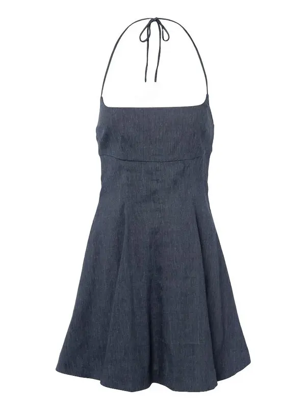 Staud Leone Linen-blend Denim Minidress - Blue