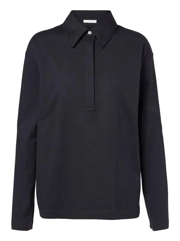 THE ROW Roddie Cotton And Silk Jersey Polo Shirt - Blue