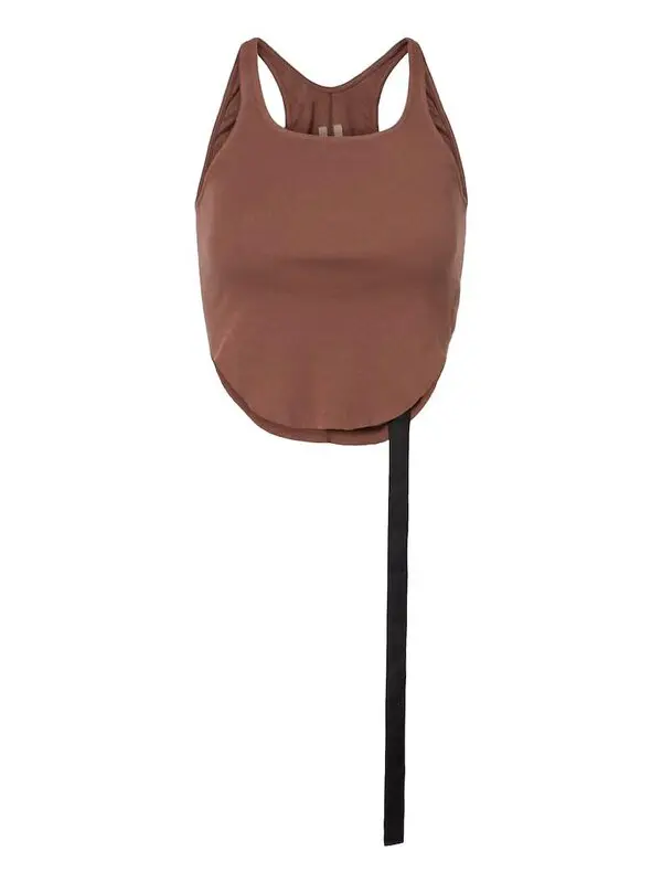 Rick Owens Cropped Cotton Jersey Tank Top - Brown