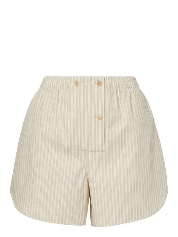 THE ROW Nicasia Striped Cotton Poplin Shorts - Green