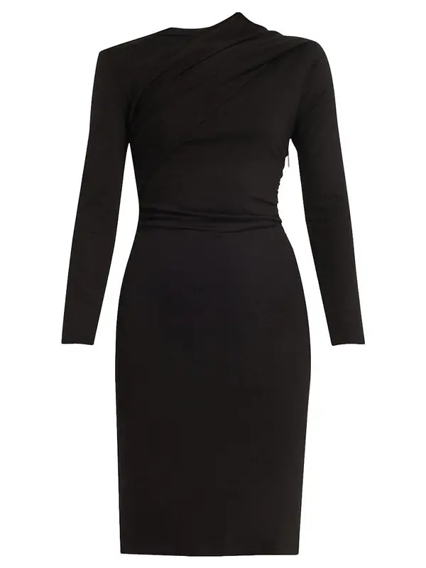 Giorgio Armani Asymmetric Jersey Dress - Solid Black