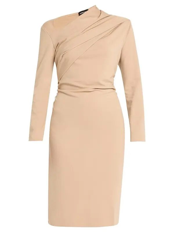Giorgio Armani Asymmetric Jersey Dress - Solid Medium Beige