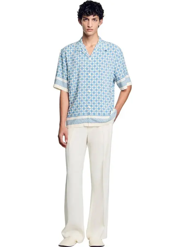 Sandro Square Cross Motif Flowing Shirt - Blue Sky