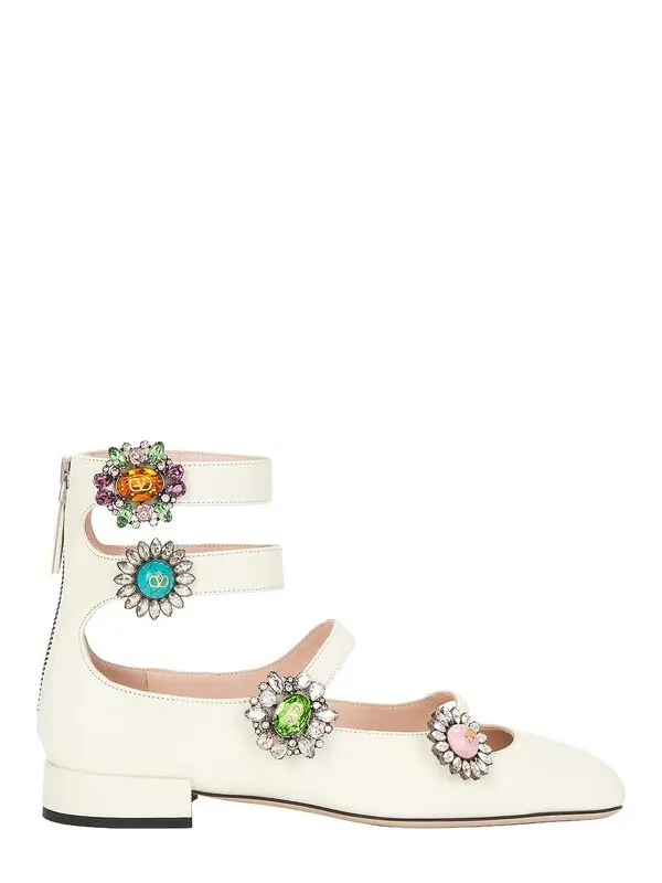 Valentino Garavani Preshoes Ballerina Flat - Ivory  Crystal  & Multicolor
