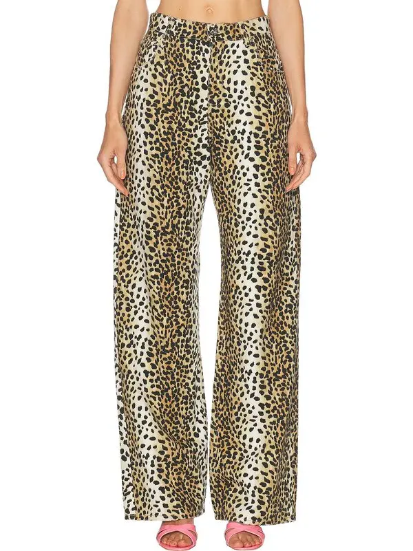 Blumarine Printed Wide Leg Pant - Black & Cognac