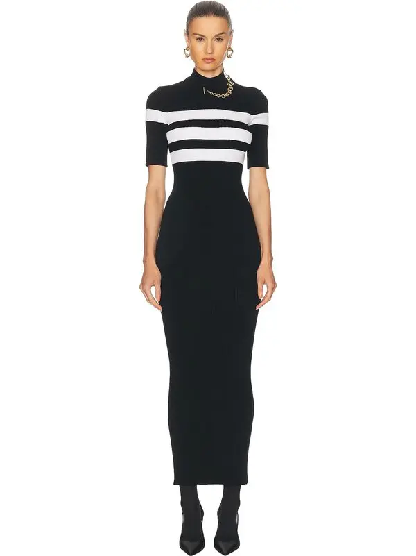 Jean Paul Gaultier Striped Long Dress - Black & White