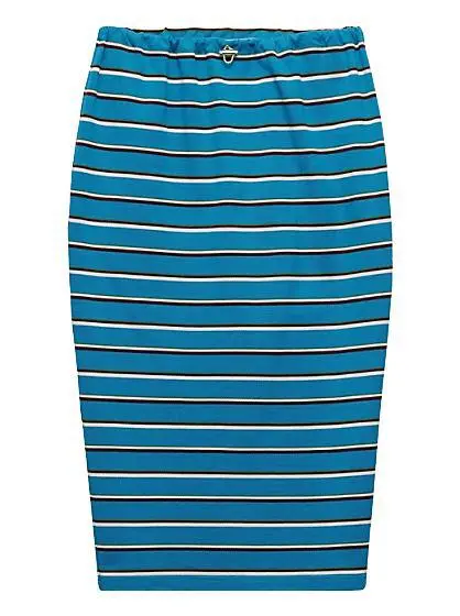 Prada Striped Cotton Piqué Midi Skirt - Light Blue