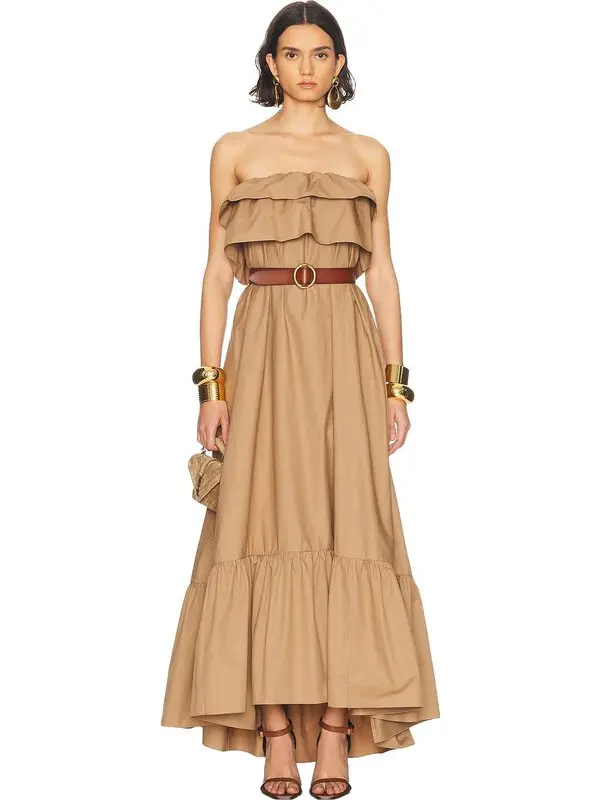 Saint Laurent Strapless Maxi Dress - Cannelle