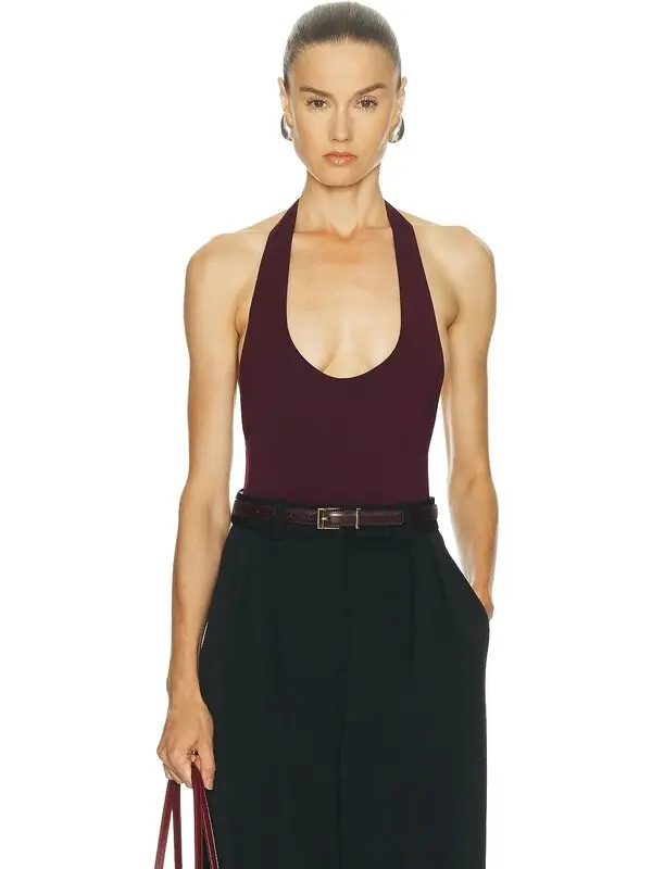 SANS FAFF Bamboo Halter Bodysuit - Bordeaux