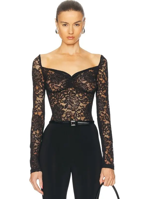 Dolce & Gabbana Lace Long Sleeve Top - Black