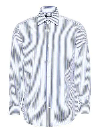 Dunhill Stripe Long-sleeve Cotton Shirt - Navy
