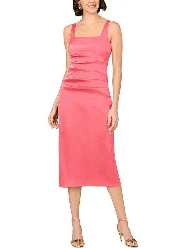 Aidan Mattox Stretch Mikado Midi Dress - Spring Rose