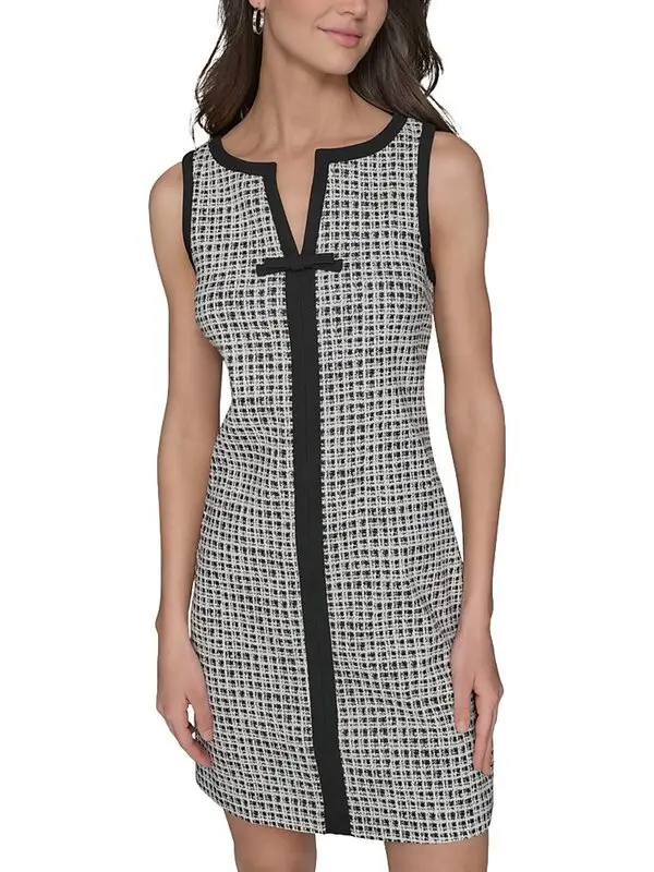 Karl Lagerfeld Paris Split Neck Dress - Black/soft White