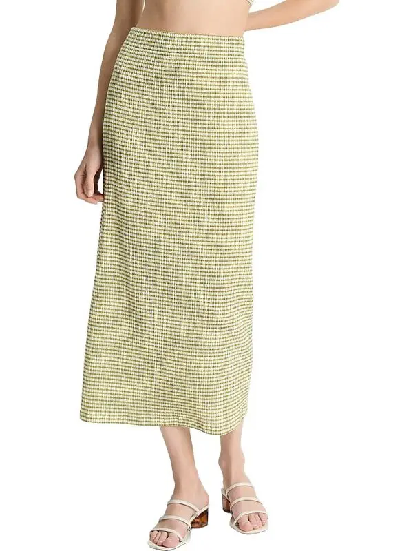 Vince Seersucker Midi Skirt - Herbaria C