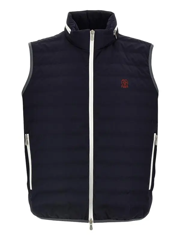 Brunello Cucinelli Logo Padded Vest - Blue