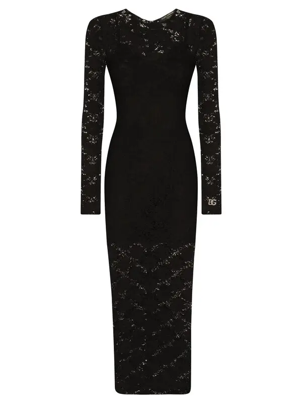 Dolce & Gabbana Long Lace Dress - Black