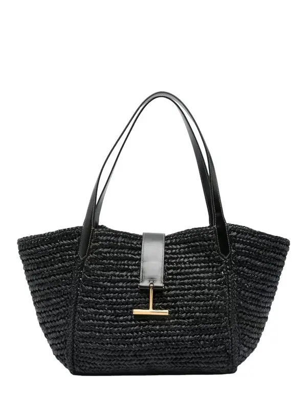 TOM FORD Raffia Shoulder Bag - Black
