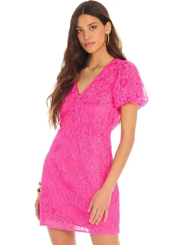 Allison Dixie Embroidered Lace Dress - Floral / Pink