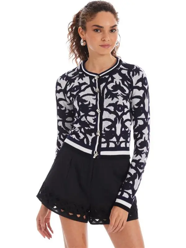 Allison Amaya Spring Damask Cardigan - Silver