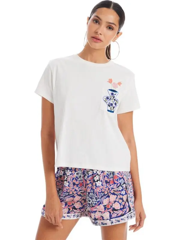 Allison Embroidered Tee - White