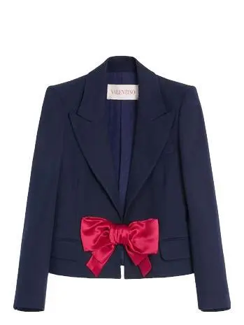 Valentino Garavani Viscose Jacket With Bow - Blue
