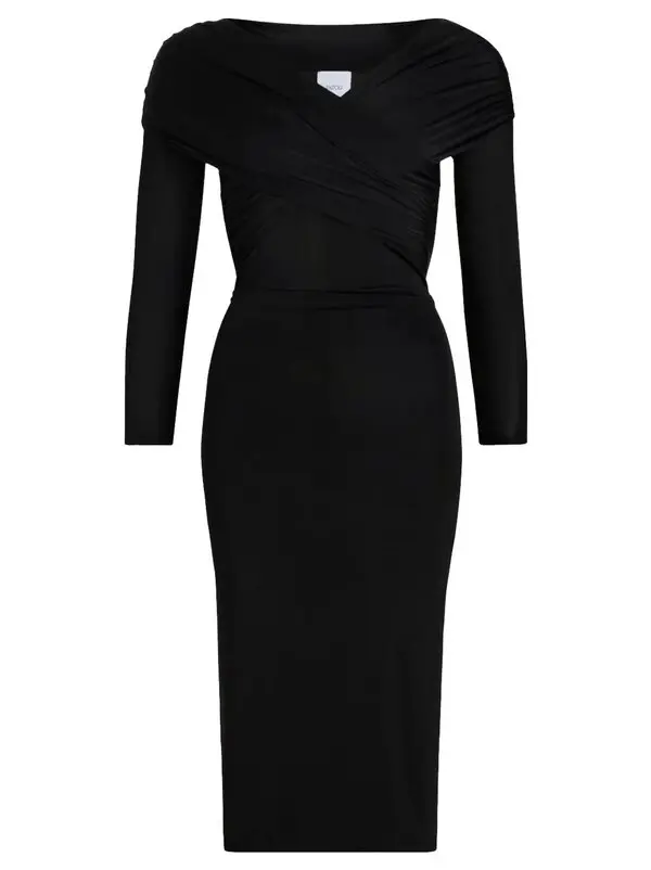 Patou Crossover-neck Dress - Black