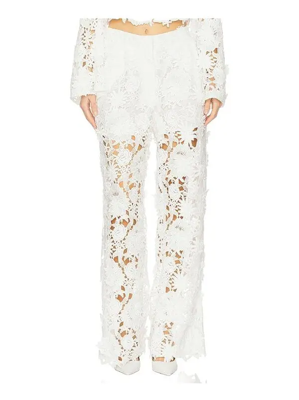 AKNVAS Adrian Floral Lace Pants - White