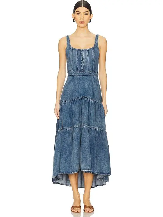Alice + Olivia Diana Structured Denim Midi Dress - Liana Vintage Blue