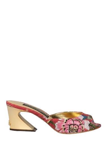 Dolce & Gabbana Floral-print Jacquard Slide Sandals - Red