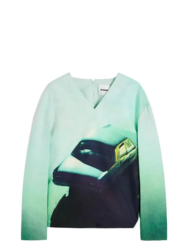 JIL SANDER Graphic-print Top - Green
