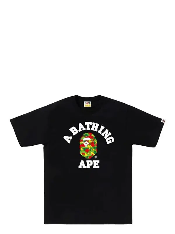 A BATHING APE Sta Camo College C Tee Shirt - Black