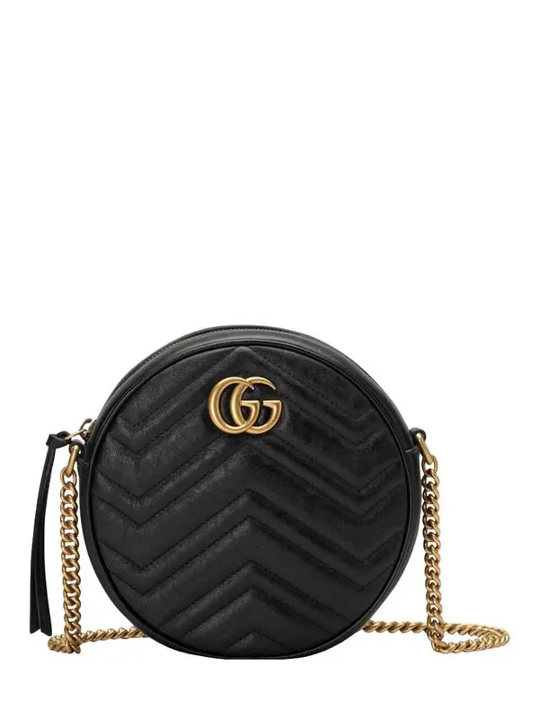 Gucci Gg Marmont Round Mini Shoulder Bag - Black