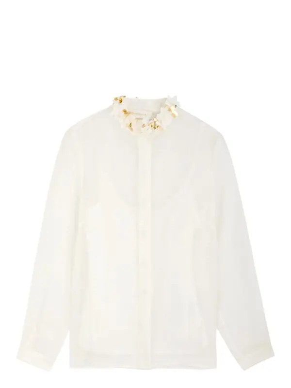 Zimmermann Illuminate Embellished Linen-blend Blouse - Ivory