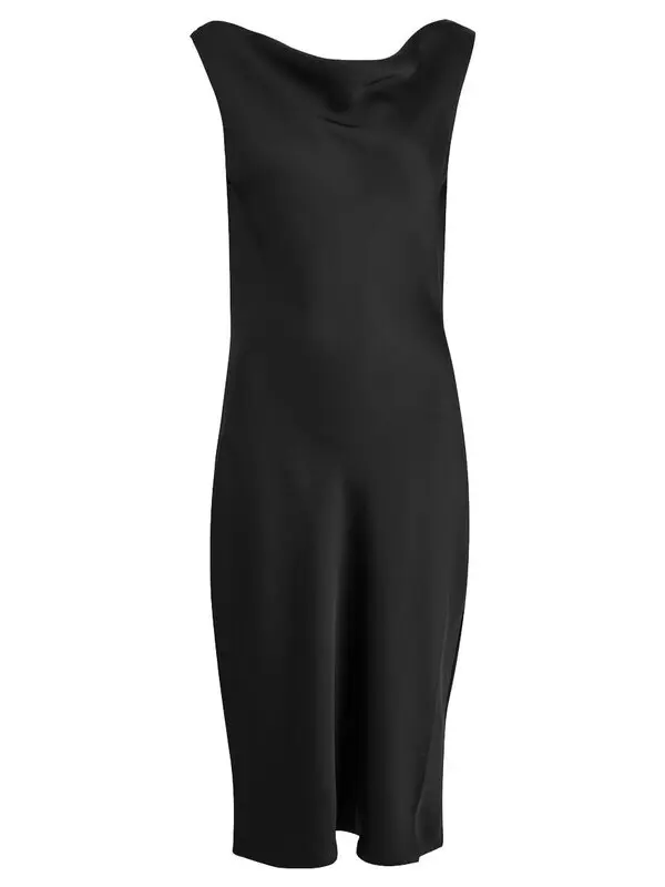 Norma Kamali Draped Satin Midi Dress - Black