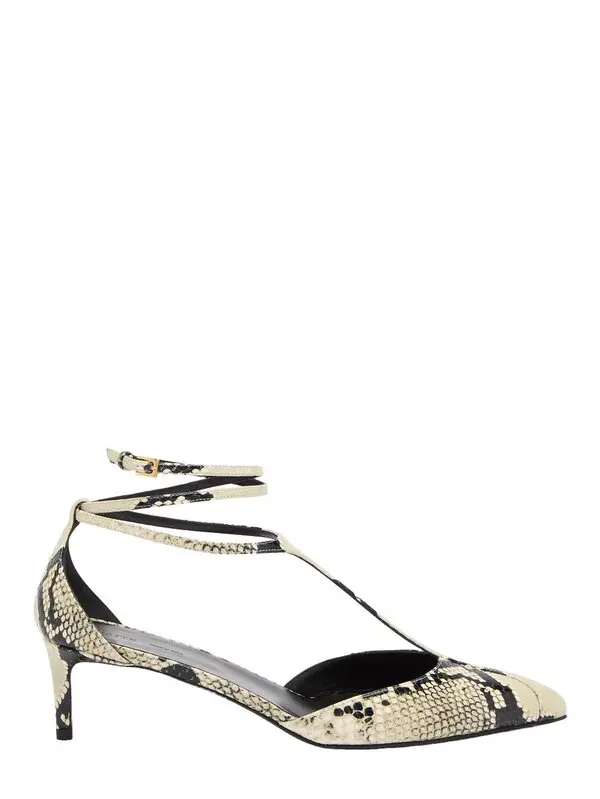 Khaite Mia 45 Python-effect Leather Pumps - Beige