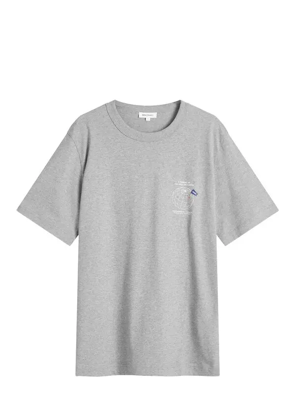 Norse Projects Holger Globe Print T-shirt - Grey Melange