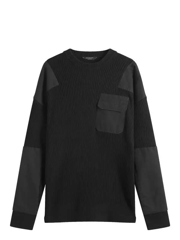 Balenciaga Cotton Military Sweater - Black