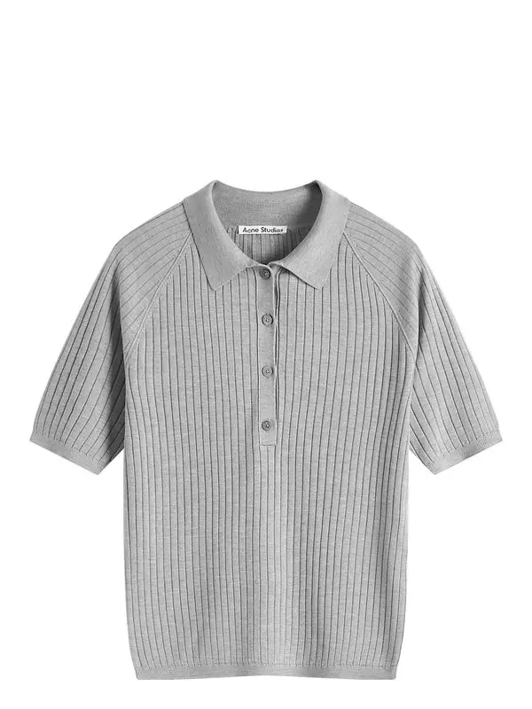 Acne Studios Kamanda Lightweight Knitted Polo Top - Grey