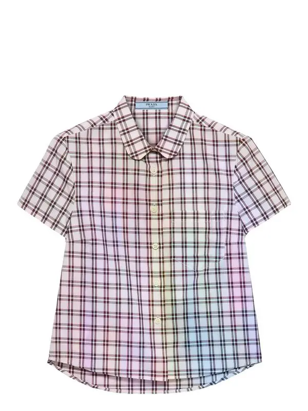 Prada Check-print Cotton Shirt - Pink
