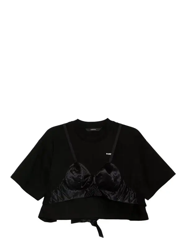 PUSHBUTTON Bra Point Cropped Top - Black