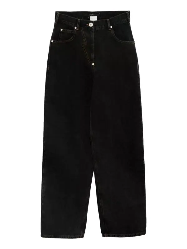 PUSHBUTTON Cutout Straight Jeans - Black