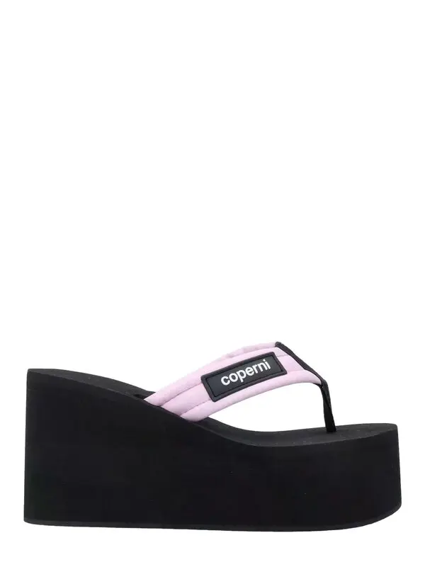 Coperni Logo-patch Platform Wedge Flip Flops - Black
