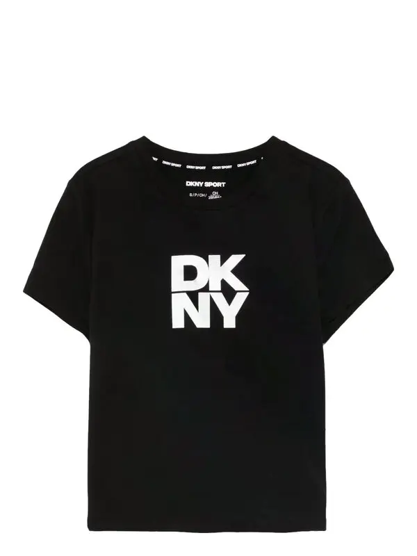 Dkny Foil-logo Cropped T-shirt - Black