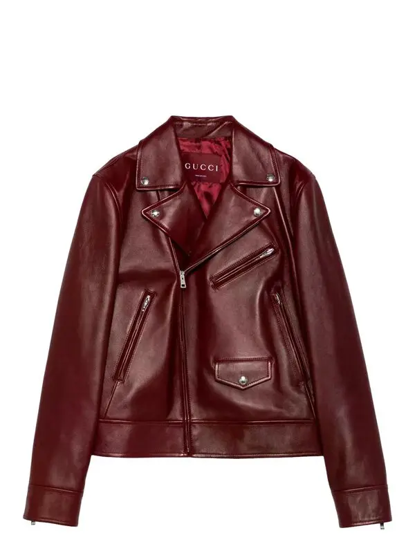 Gucci Leather Biker Jacket - Red