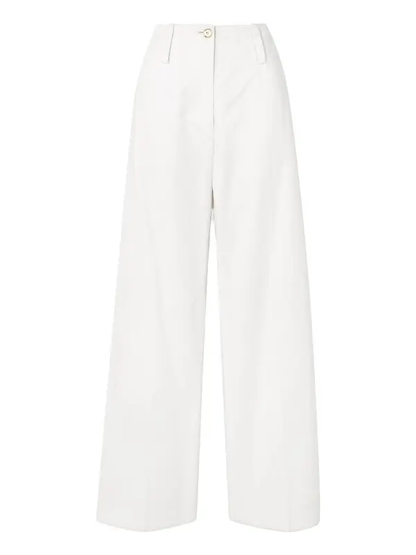 Patou Embroidered Cotton-twill Straight-leg Pants - White