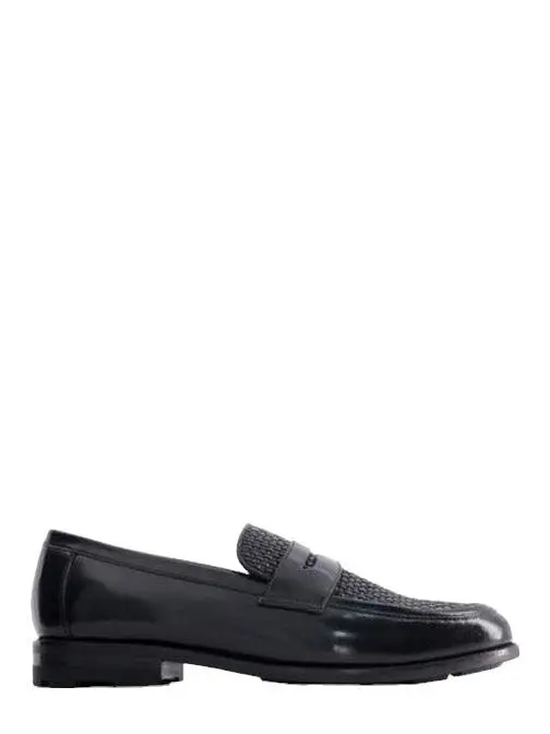 ANTHONY VEER Mercer Penny Loafer - Obsidian Black Leather & Mesh
