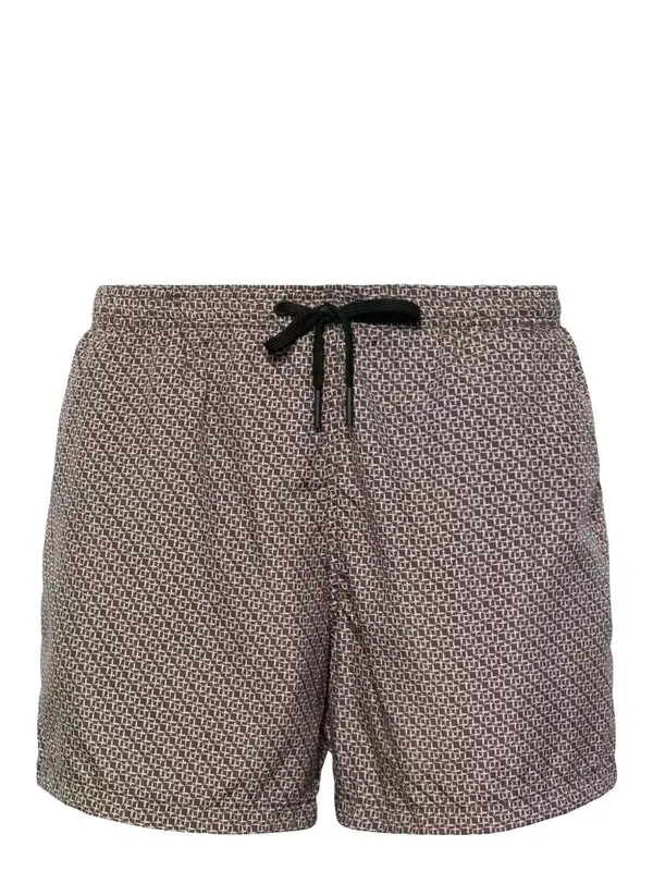 Tagliatore Geometric-print Swim Shorts - Brown