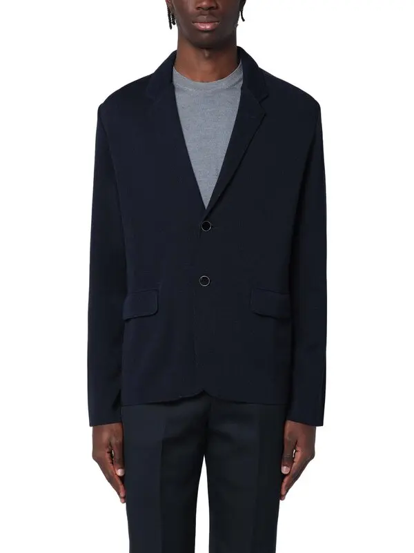 LARDINI Single-breasted Knitted Jacket - Blue