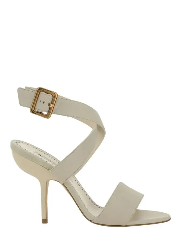 Manolo Blahnik Helua 105 Leather Sandals - White
