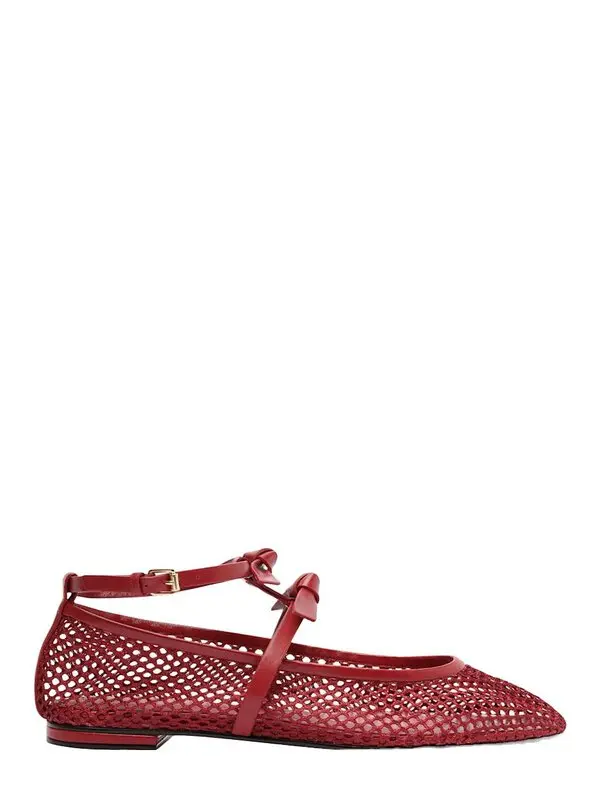 ALEXANDRE BIRMAN Slim Clarita Fishnet Ballerina Flats - Heliconia Red